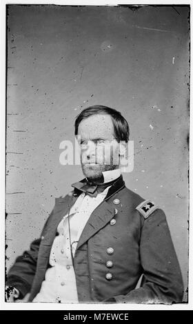 This image features a portrait of William Tecumseh Sherman, a key ...