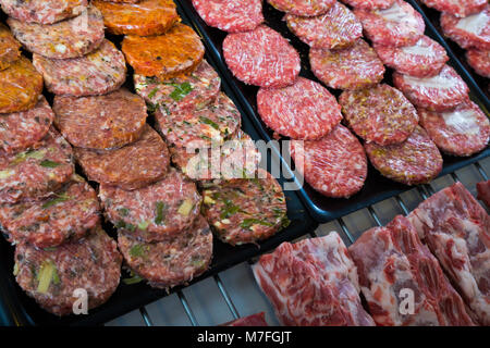 burger on counter in supermarket, close up shot Stock Photo - Alamy