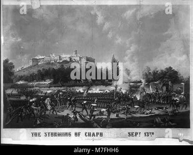 The Battle of Chapultepec on September 13, 1847, showing the Mexican ...