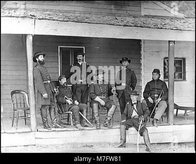 A photograph of Major General Alexander M. McCook riding a horse in ...