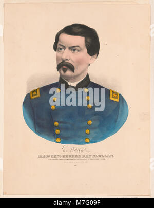 A photograph of Major General George B. McClellan, accompanied by his ...