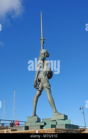 Verity- sculpture by Damien Hirst on Ilfracombe harbour Stock Photo - Alamy