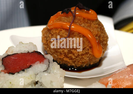 Japanese Fusion falafel ball with sushi and sweet potato Stock Photo ...