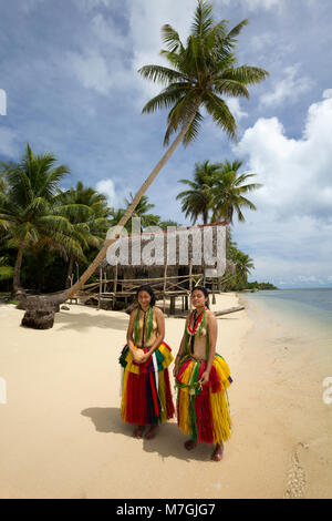Yapese girls in traditional clothing at Yap Day Festival, Yap Island ...