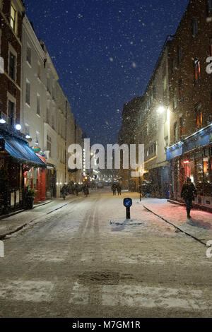 Winter Snowfall in London’s Soho Streets at Night Stock Photo - Alamy