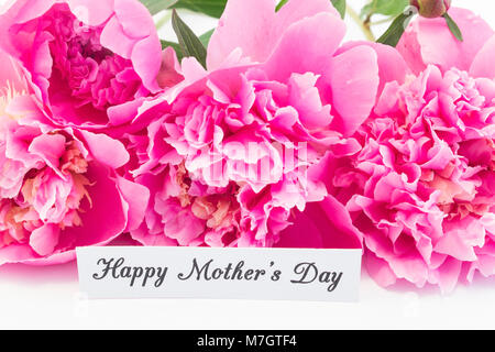 Happy mother's day text and peony. Stylish floral greeting card ...