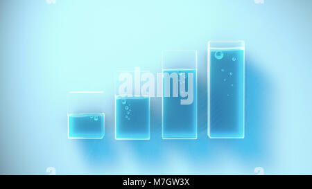 Several containers with different liquid levels. Concept illustration ...