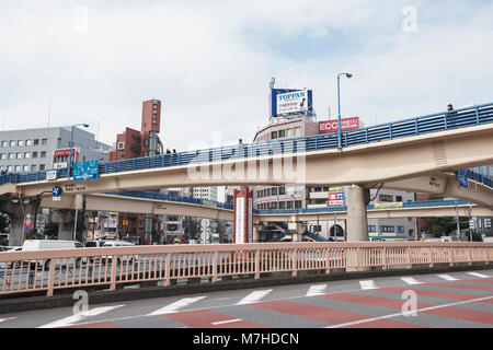 Pedestrian bridge near Iidabashi Station, Chiyoda-Ku, Tokyo, Japan ...