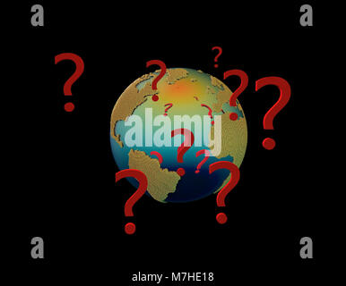 Earth globe with question mark illustration Stock Photo - Alamy