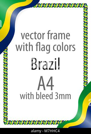 Frame and border of ribbon with the colors of the Brazil flag Stock ...