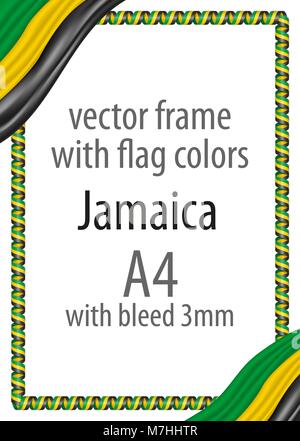 Frame and border of ribbon with the colors of the Jamaica flag Stock ...