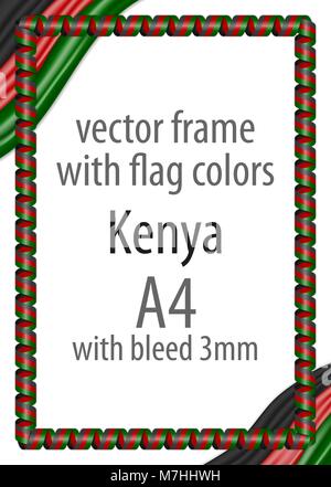 Frame and border of ribbon with Kenya flag, template elements for your ...