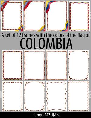 Frame and border of ribbon with the colors of the Colombia flag Stock ...