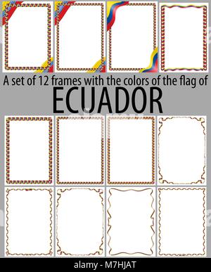 Frame and border of ribbon with the colors of the Ecuador flag Stock ...