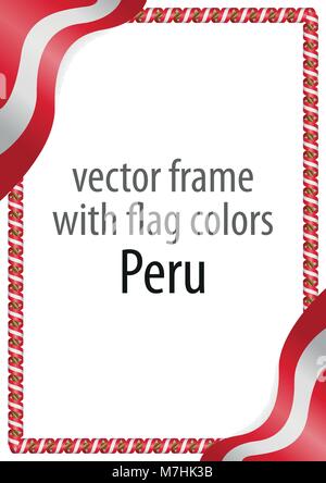 Frame and border of ribbon with Peru flag, template elements for your ...
