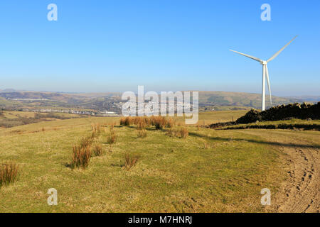 Gilfach Goch Wind farm in Rhondda Cynon Taff, South Wales Stock Photo ...