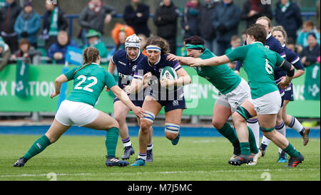 Dublin, Ireland. Sunday 11 March, 2018. Scotland's Hannah Smith stops ...