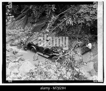 This image depicts the aftermath of an automobile wreck, capturing the ...