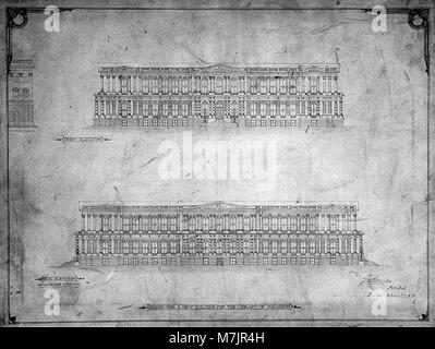 Architectural elevation views of the Library of Congress in Washington ...