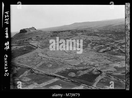 Air views of Palestine. Villages in the Hauran (Land of Gilead). Castle ...