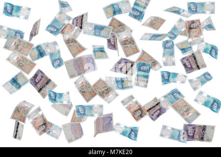 concept image of british banknotes / currency falling Stock Photo - Alamy