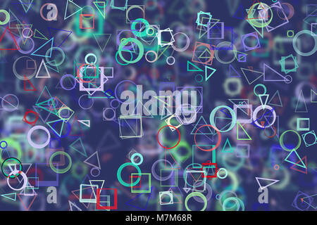 Random circle, square, rectangle & triangle shape, digital generative ...