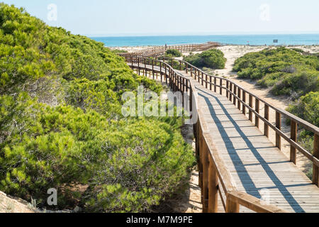 Idyllic Carabassi beach on sunny Costa Blanca, Alicante, Spain Stock ...