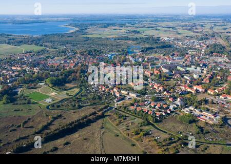 Aerial view of Wegorzewo town, Poland (former Angerburg, East Prussia ...