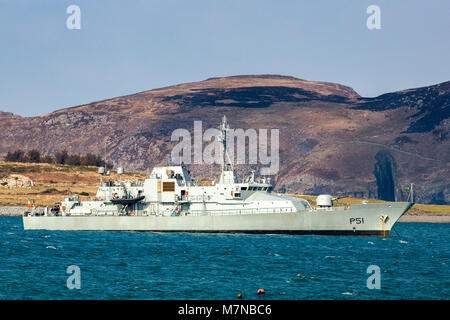 Irish Navy offshore patrol vessel LE James Joyce P62 seen heading down ...