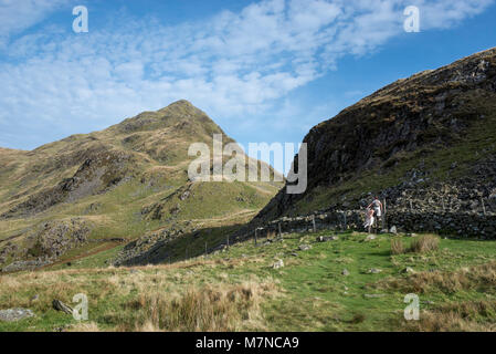 The mountain peak called Cnicht near Croesor in the Snowdonia national ...