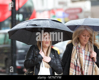 Oxford St London,UK,12th March 2018,Dull, wet and miserable Day in ...
