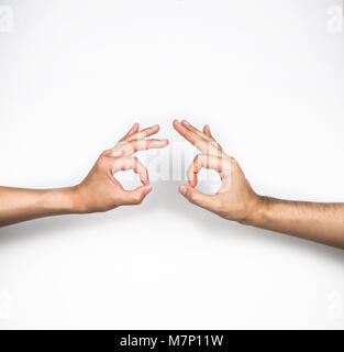 Two hands showing gestures thumb up thumb down Stock Photo - Alamy