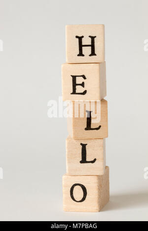 the word of HELLO on building blocks concept Stock Photo - Alamy