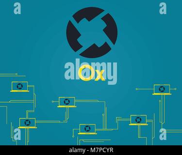 Cryptocurrency 0X technology circuit style background Stock Vector ...
