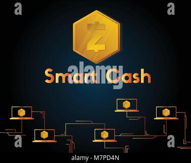 Blockchain smart cash on dark background style Stock Vector Image & Art ...