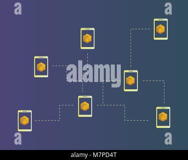 Blockchain smart cash connected background style Stock Vector Image ...