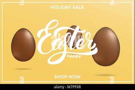 Easter Discount with Lettering Inscription on blue background. Cute ...