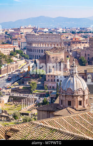 Rome skyline with the Colosseum visible in the back Stock Photo - Alamy
