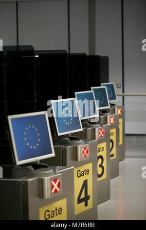 UK Border Control gates for EU biometric ePassports at London Gatwick ...