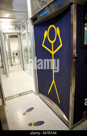 The 'Rapiscan' body scanner at the departures security. HM UK Border ...