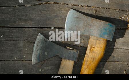 Two Axes on the ground Stock Photo - Alamy