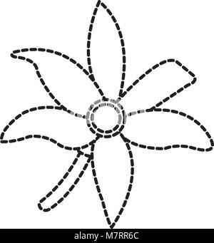 dotted shape beautiful flower with petals and leaves design Stock ...