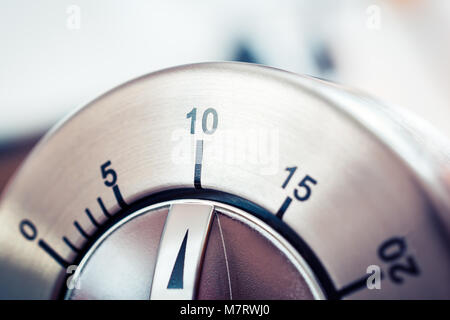 0 Minutes - 1 Hour - Macro Of An Analog Chrome Kitchen Timer With Dark ...