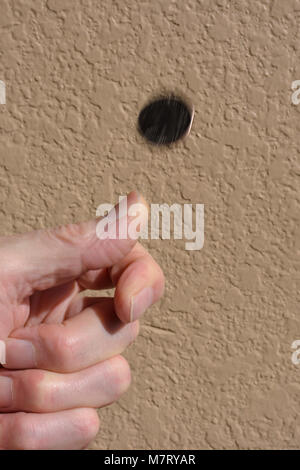 Illustrating the term, "flip a coin" or "flipping a coin." Flicking a ...