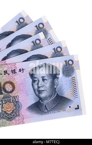 Ten Chinese yuan isolated on white background Stock Photo - Alamy