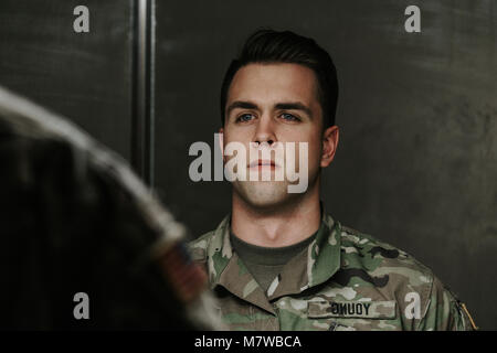 Reflection Portrait of U.S. Army soldier assigned to 1st Armored ...