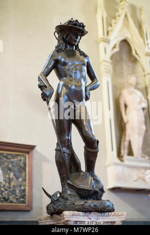 Donatello - David - Bronze - 1440 - Bargello Museum Florence Stock ...
