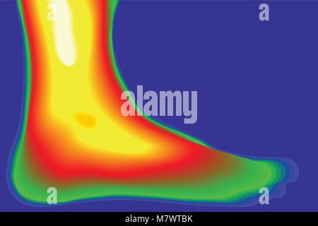 Human Leg vector illustration. Thermal imager with temperature scale ...