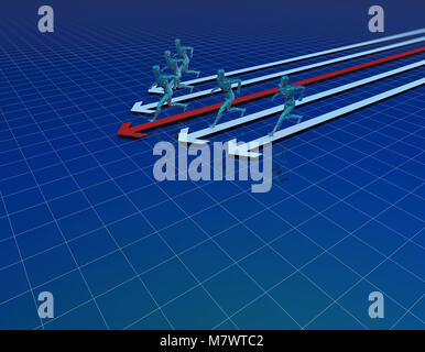 People running on arrows compete for success Stock Photo - Alamy