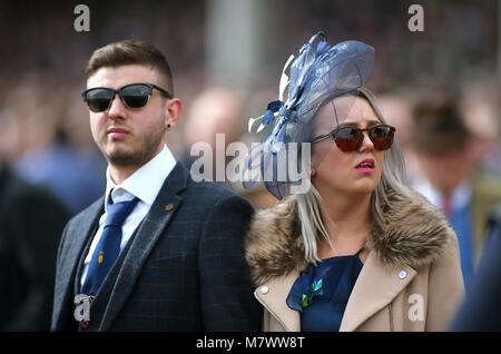 Racegoers look on during Champion Day of the 2018 Cheltenham Festival ...